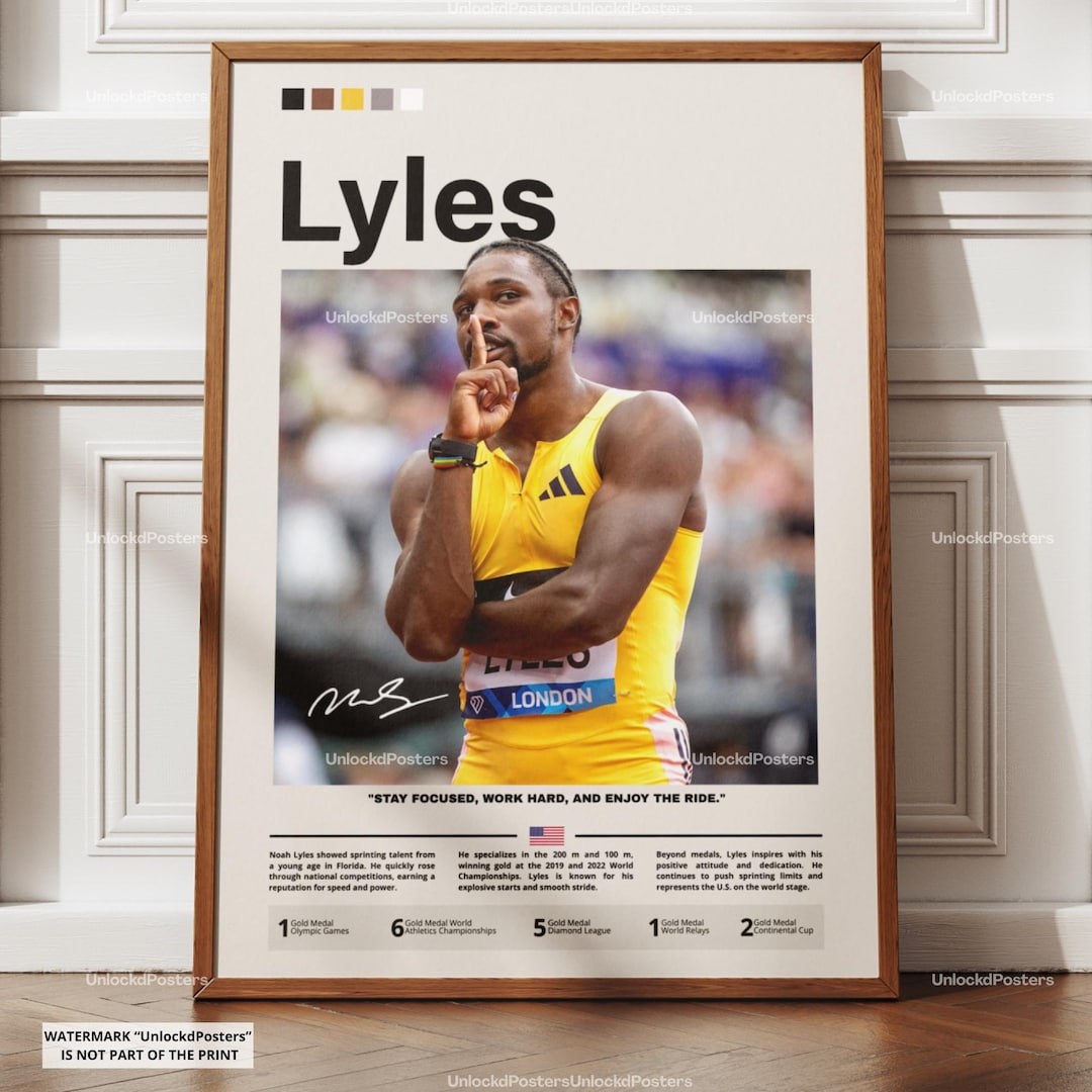 Noah Lyles Poster, Noah Lyles Decor, Framed Lyles Print, Track and ...