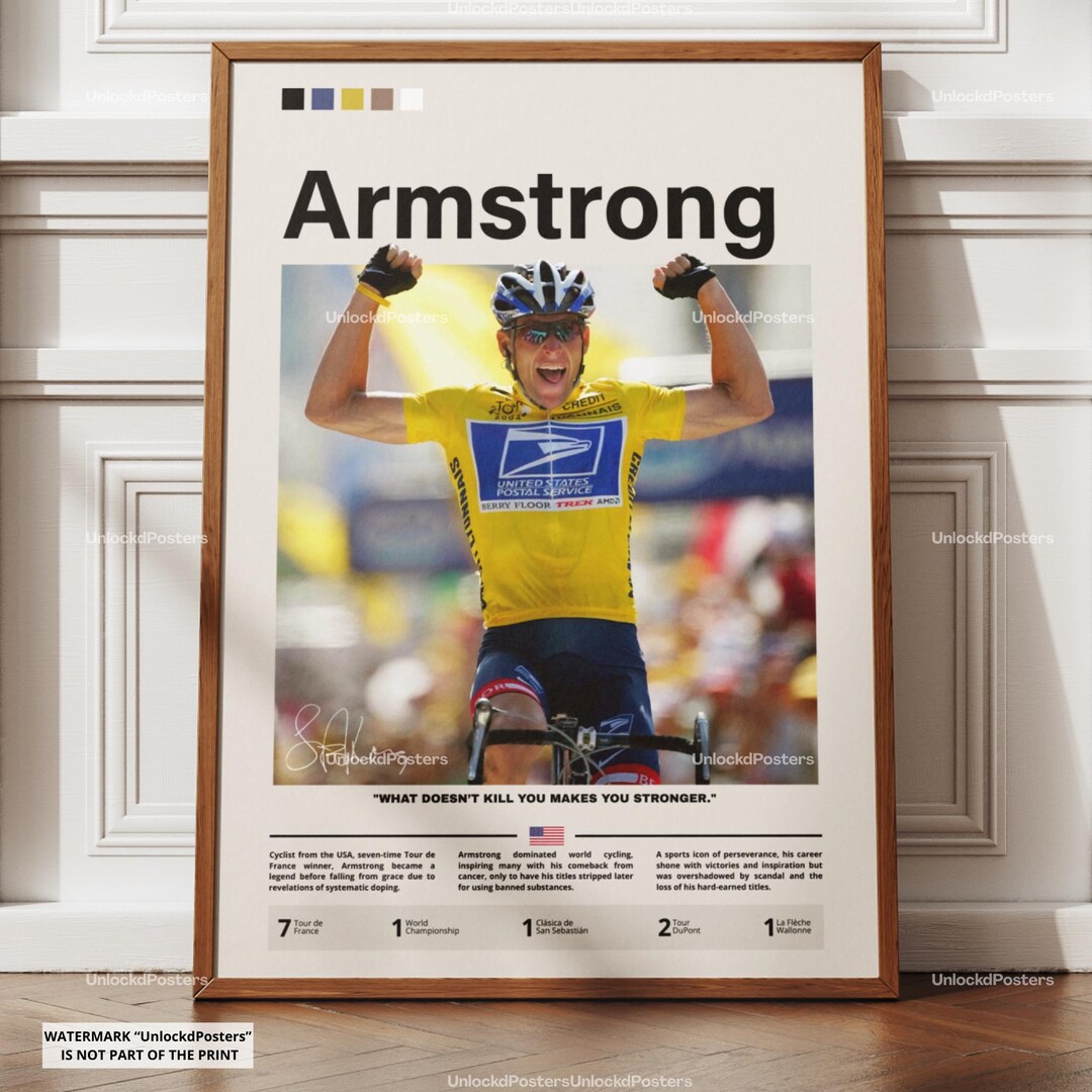 Lance Armstrong Poster, Armstrong Cyclist Print, Framed Armstrong Art ...
