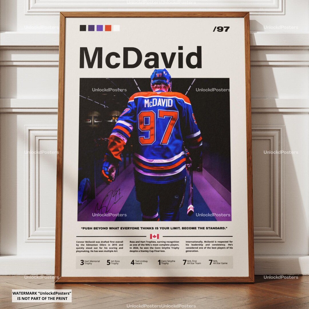 Connor Mcdavid Poster, Mcdavid Oilers Print, Framed NHL Hockey Art ...