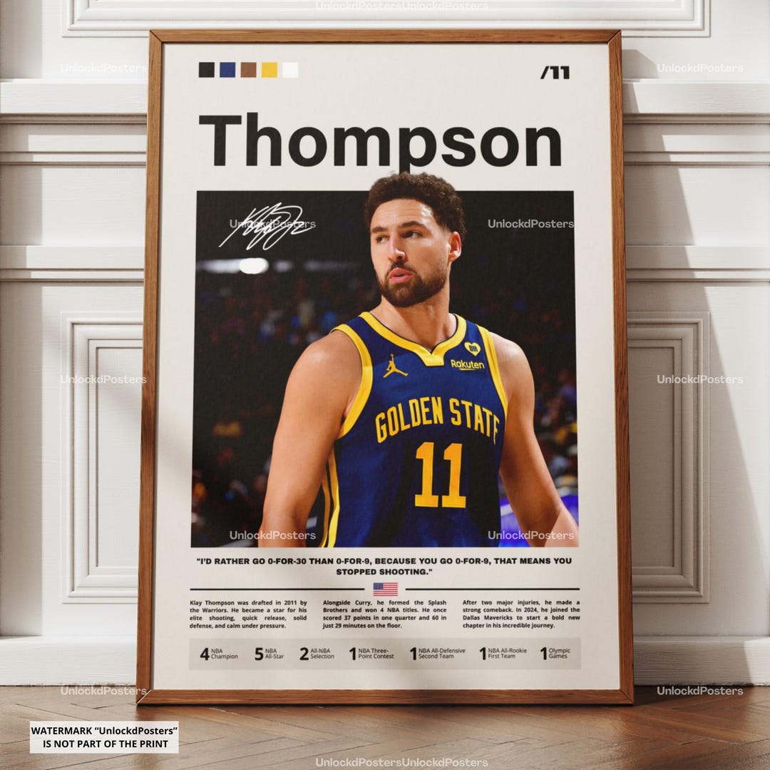 Klay Thompson Poster, NBA Champion, Golden State Warriors Basketball ...