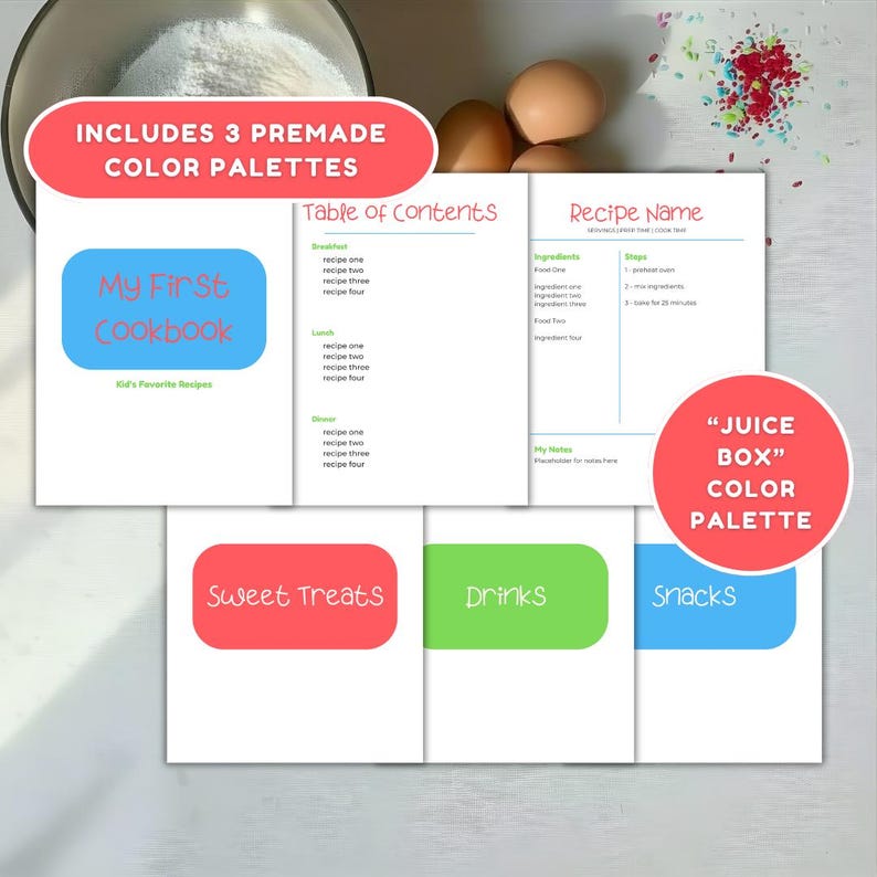 Kids Recipe Book Template | My First Cookbook, Customizable Canva ...