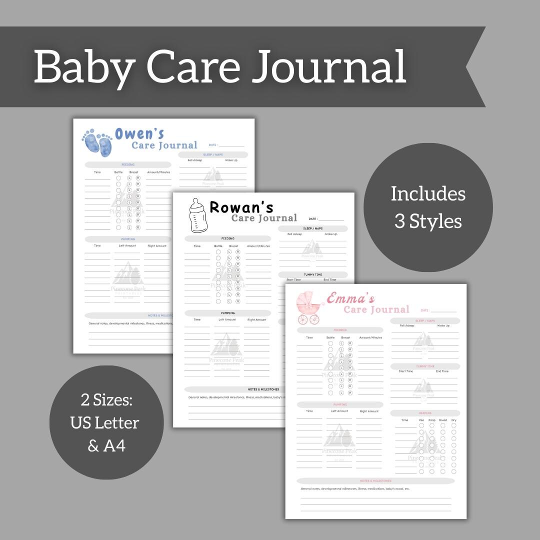 Baby Care Journal Template for Caregivers & Parents | Customizable + 3 ...