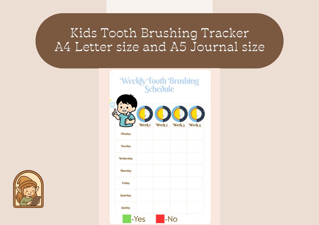 Weekly Tooth Brushing Tracker for Kids – Printable Dental Routine Chart ...