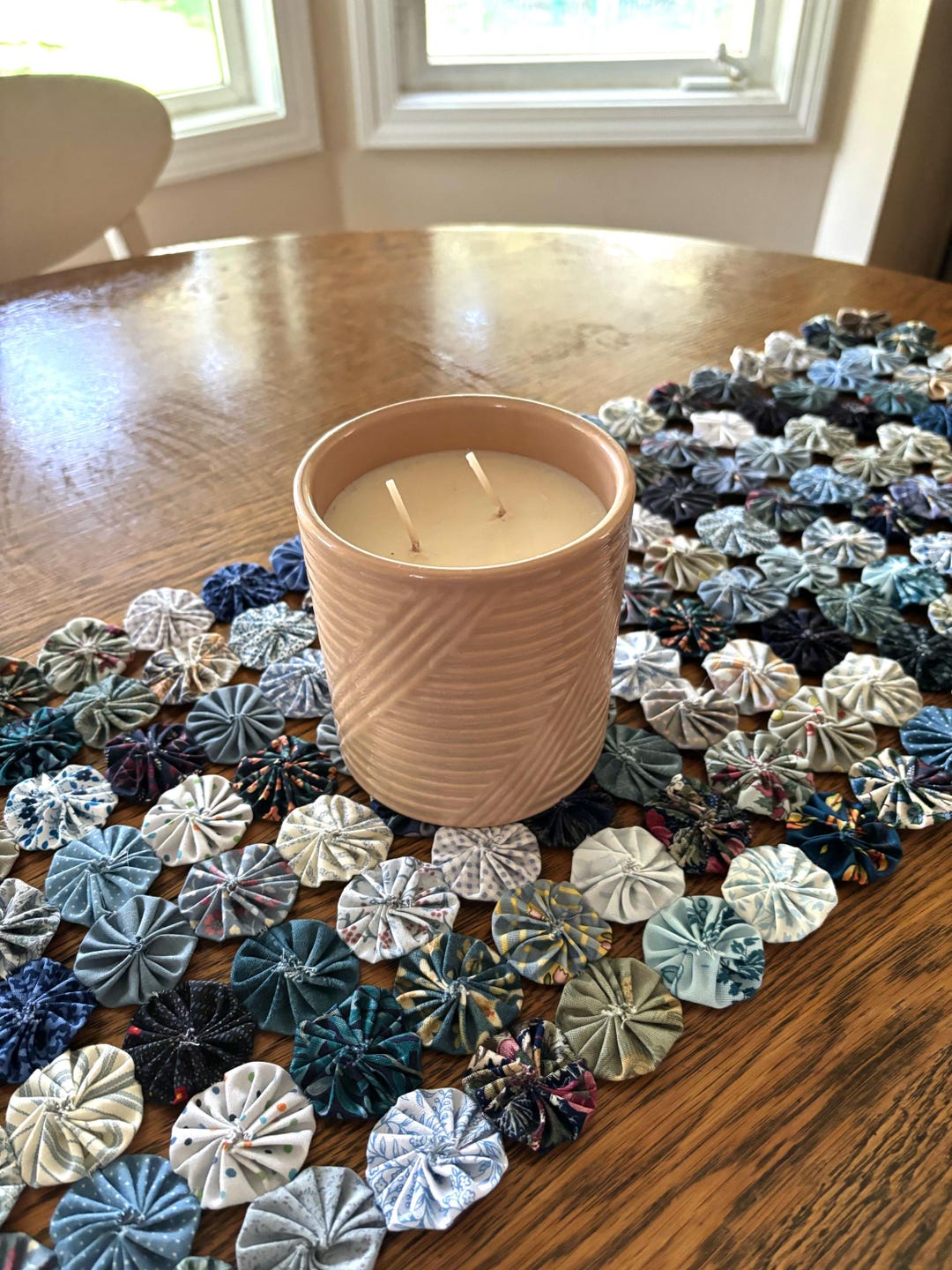 Country Colors, Farm House, Primitive, Calico Fabrics, Quilted Yo Yo ...