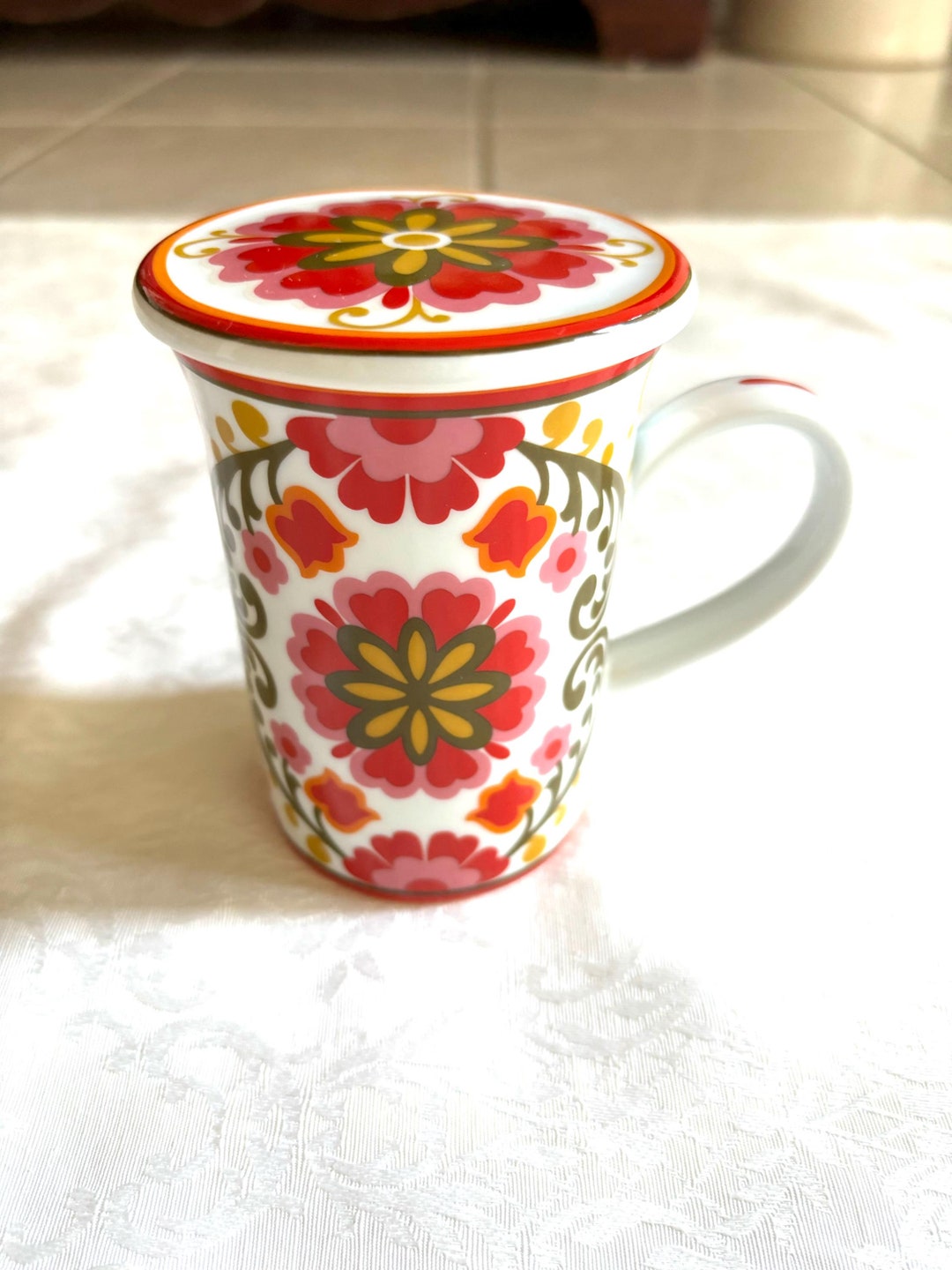 Vera Bradley Mug With Lid, Folkloric Pattern - Etsy