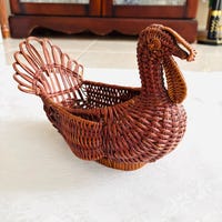 Vintage Small Bird Basket Hand Painted Hidden Storage. Detailed ...
