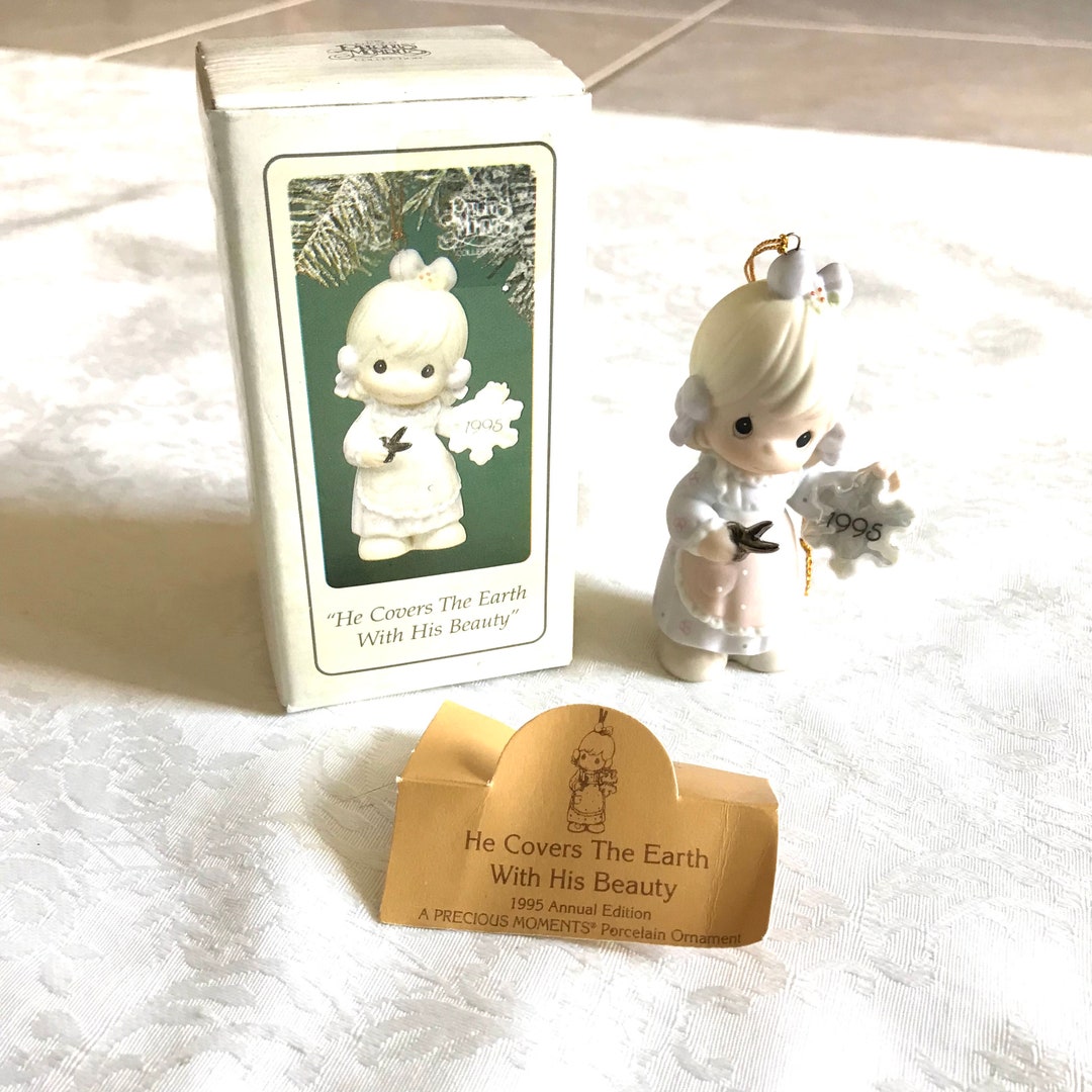 Vintage Enesco Precious Moments Ornament 1995 He Covers the - Etsy