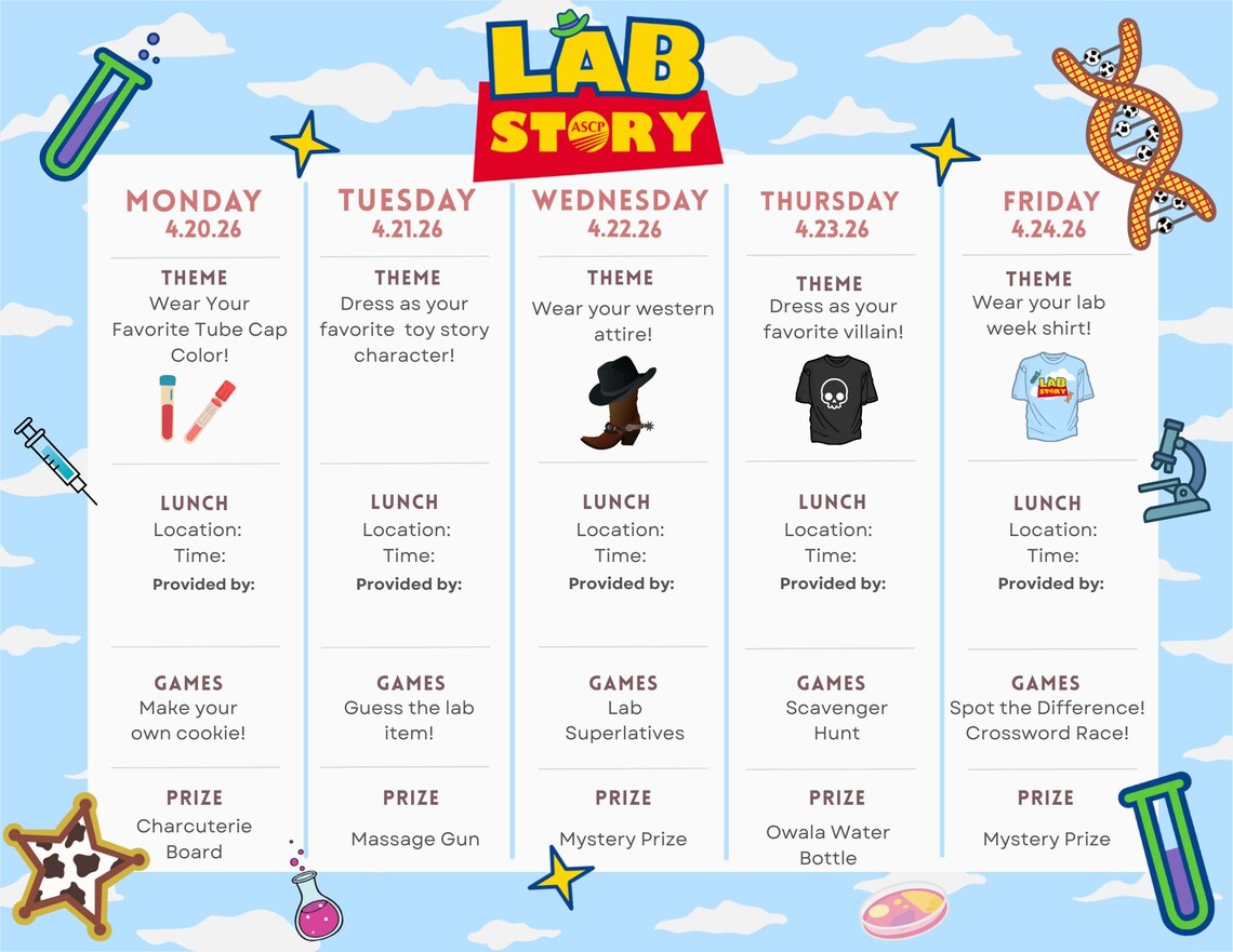Lab Story / Lab Week Schedule / Medical Laboratory Professionals ...