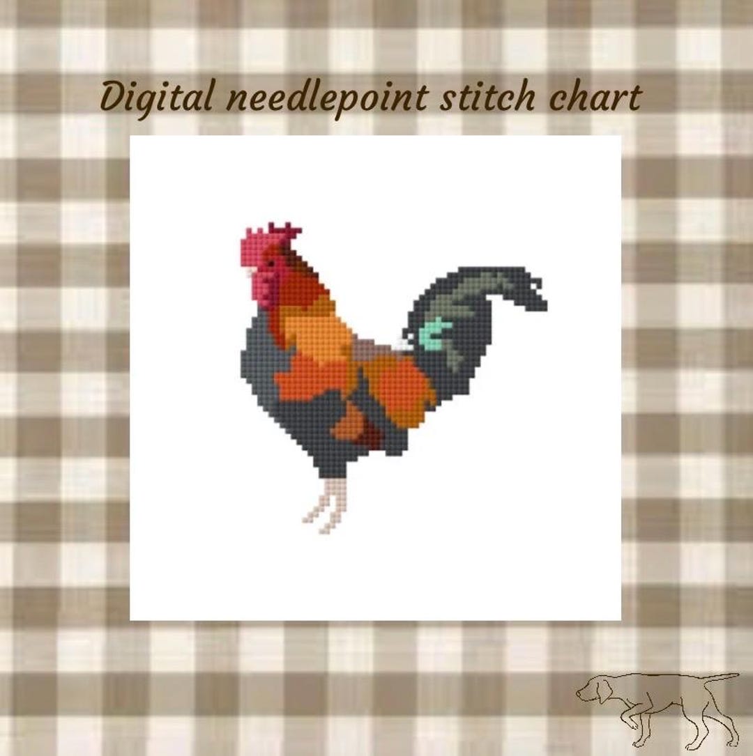 Rooster Digital Needlepoint Chart - Etsy