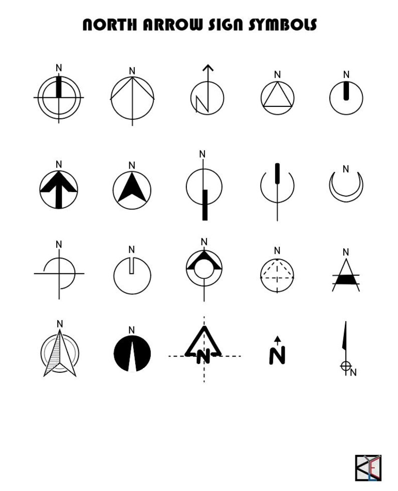 Scale Bar & North Arrow Sign Symbols (monochrome) - Etsy