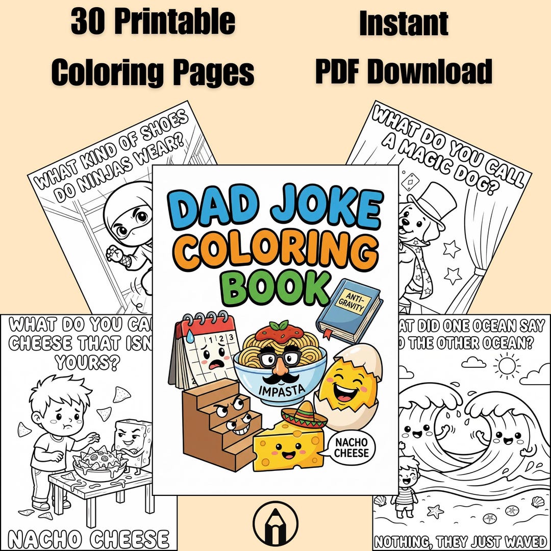 Dad Joke Coloring Book Printable PDF | 30 Funny Coloring Pages ...