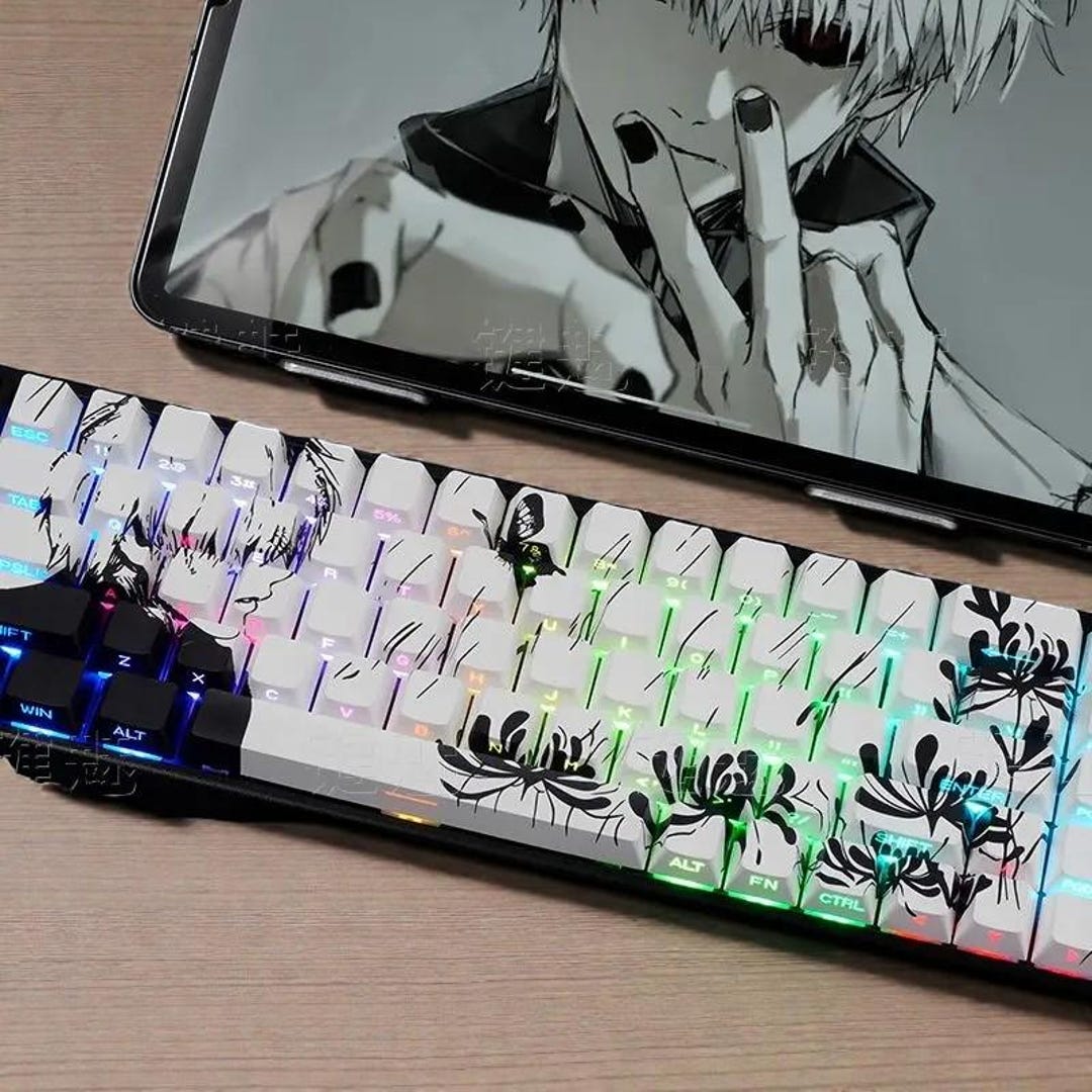 Tokyo Ghoul-inspired Kaneki Keycaps PBT Cherry Profile 130-key Set With ...