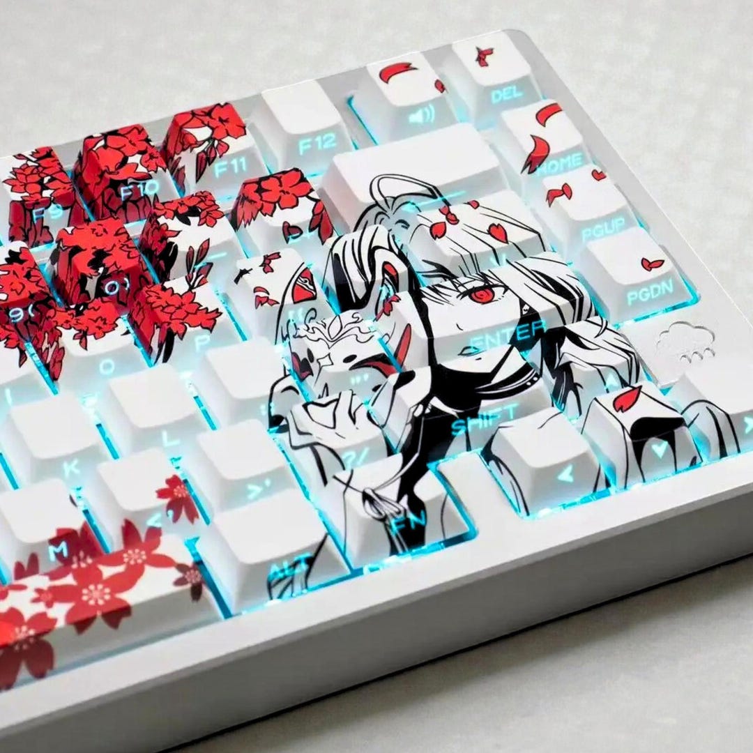 Anime Keycaps – Double-shot Sidelit South Facing LED PBT Keycap Set for ...