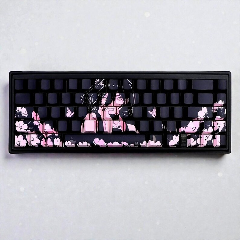 Sakura Reze Keycaps Chainsaw Man Anime Keycap Set – 73 Keys Black PBT ...