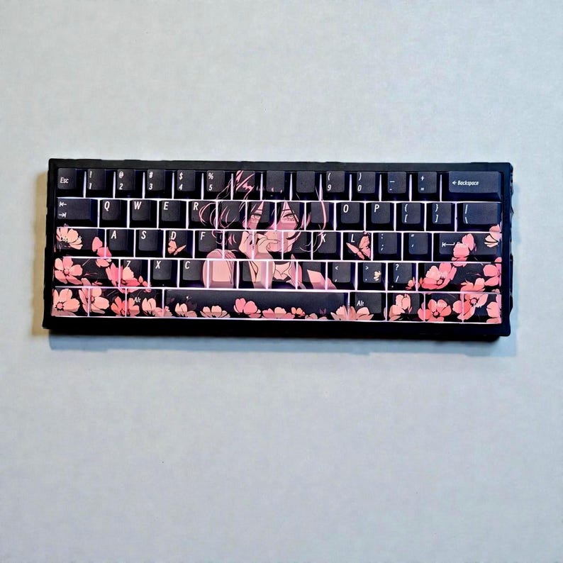 Sakura Reze Keycaps Chainsaw Man Anime Keycap Set – 73 Keys Black PBT ...