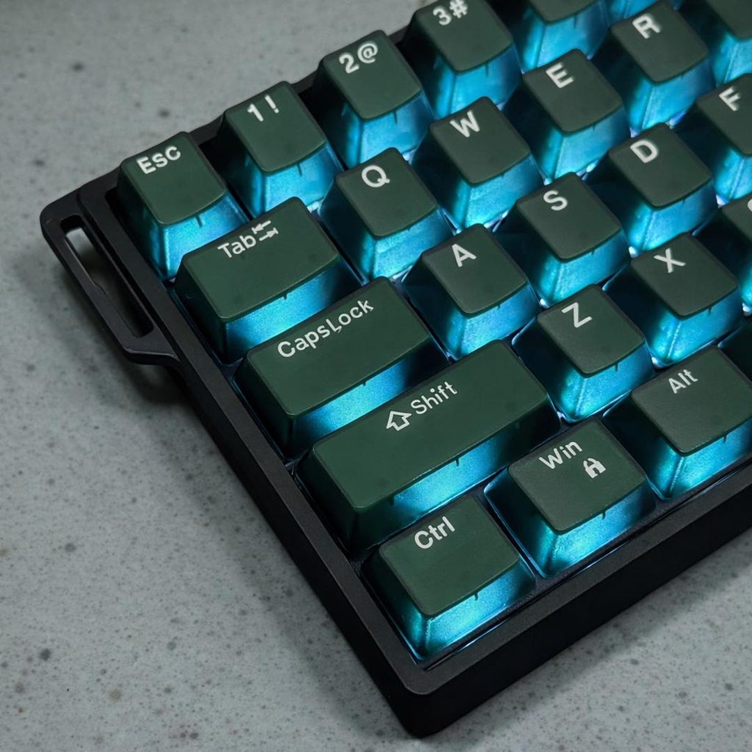 RGB Backlit Emerald Pudding Keycaps, Translucent Double-shot PBT Keycap ...