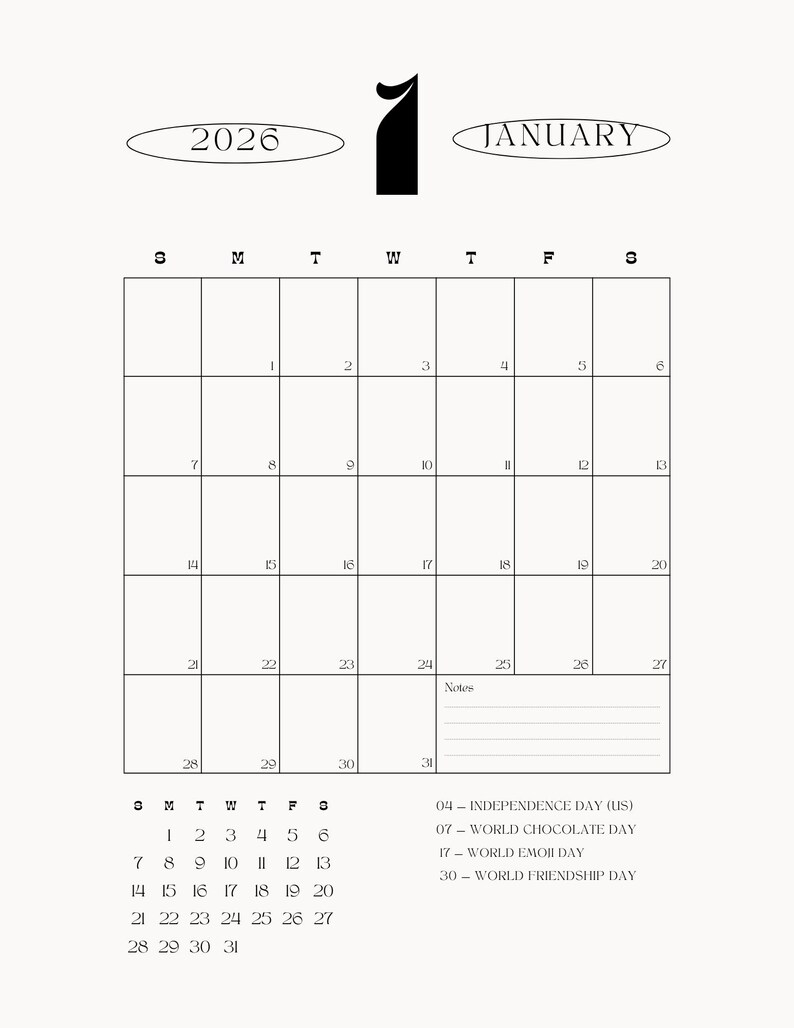 MODERN 2026 CALENDAR - Etsy