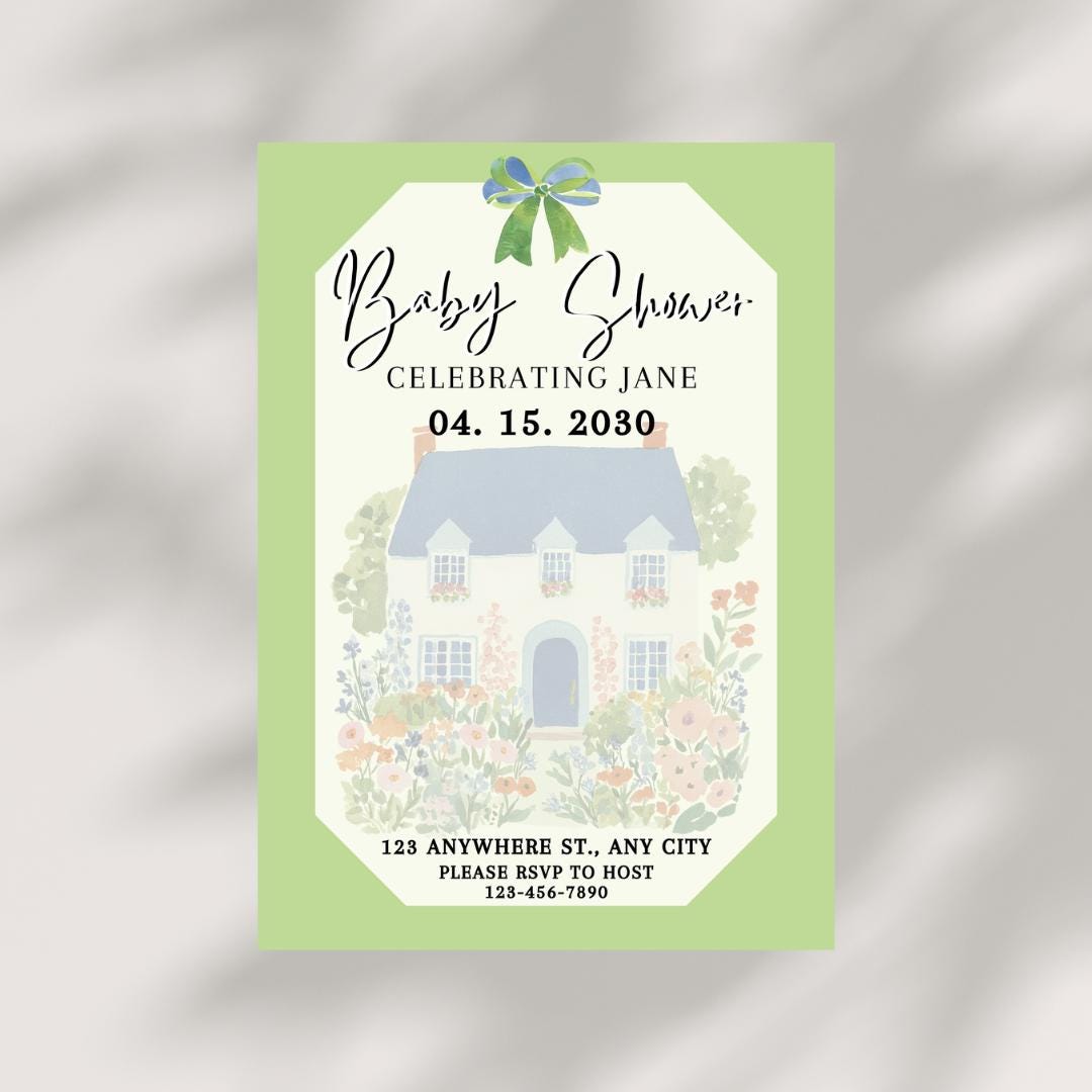 Spring Gender Neutral Cottage Baby Shower Invitation | Digital Canva ...