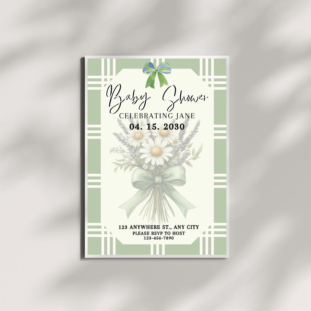 Spring Gender Neutral Baby Shower Invitation | Digital Canva Template ...