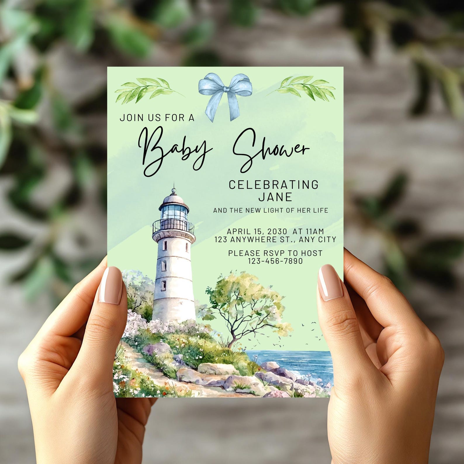 Lighthouse Baby Shower Invitation | Digital Canva Template - Etsy
