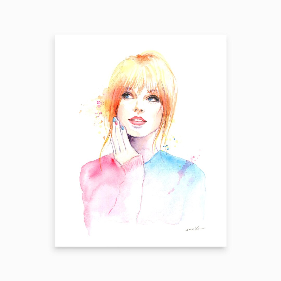 Watercolor Print, Pop Star Taylor Print, Swiftie Lover Music Album ...