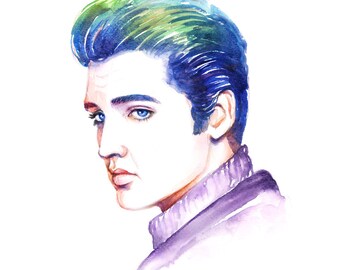 Elvis Presley Watercolor Painting - Etsy