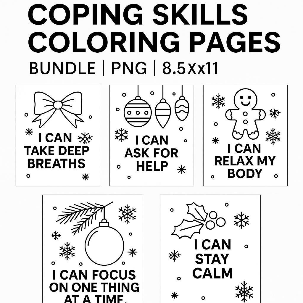 Christmas Coping Skills Coloring Pages (digital Download) - Etsy