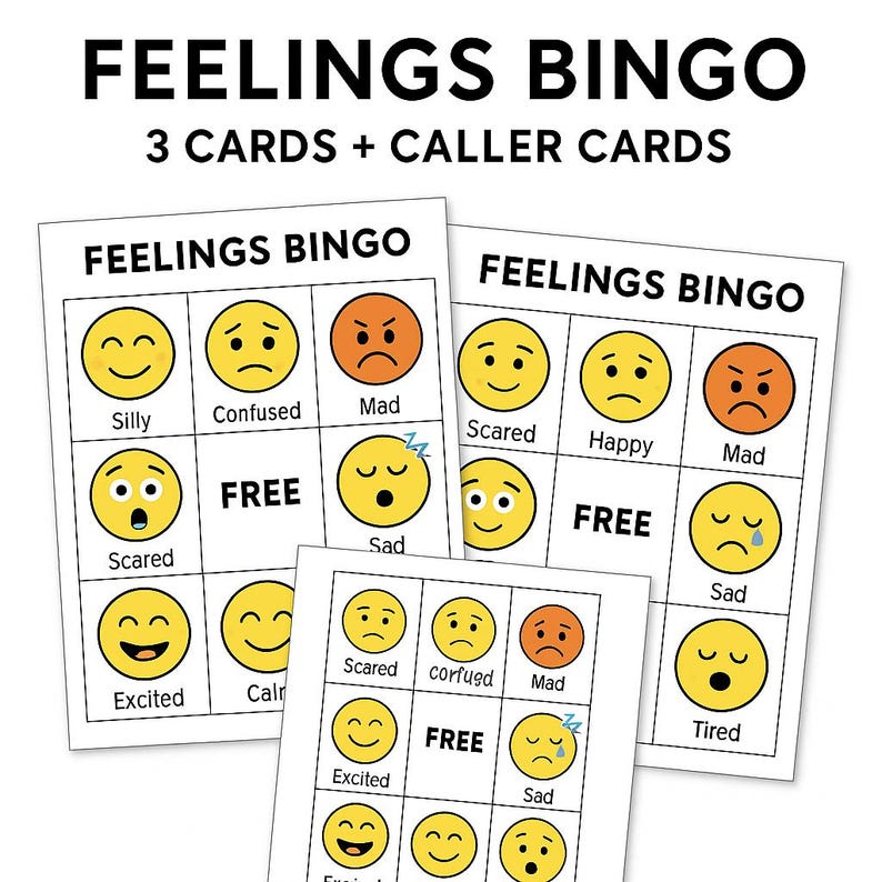 Feelings Bingo Printable | Emotion Identification Game for Kids | SEL ...