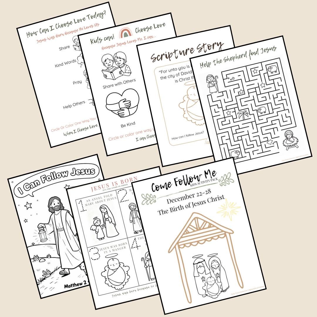 Come Follow Me Kids Activity Pack | Faith Based Preschool Worksheets ...