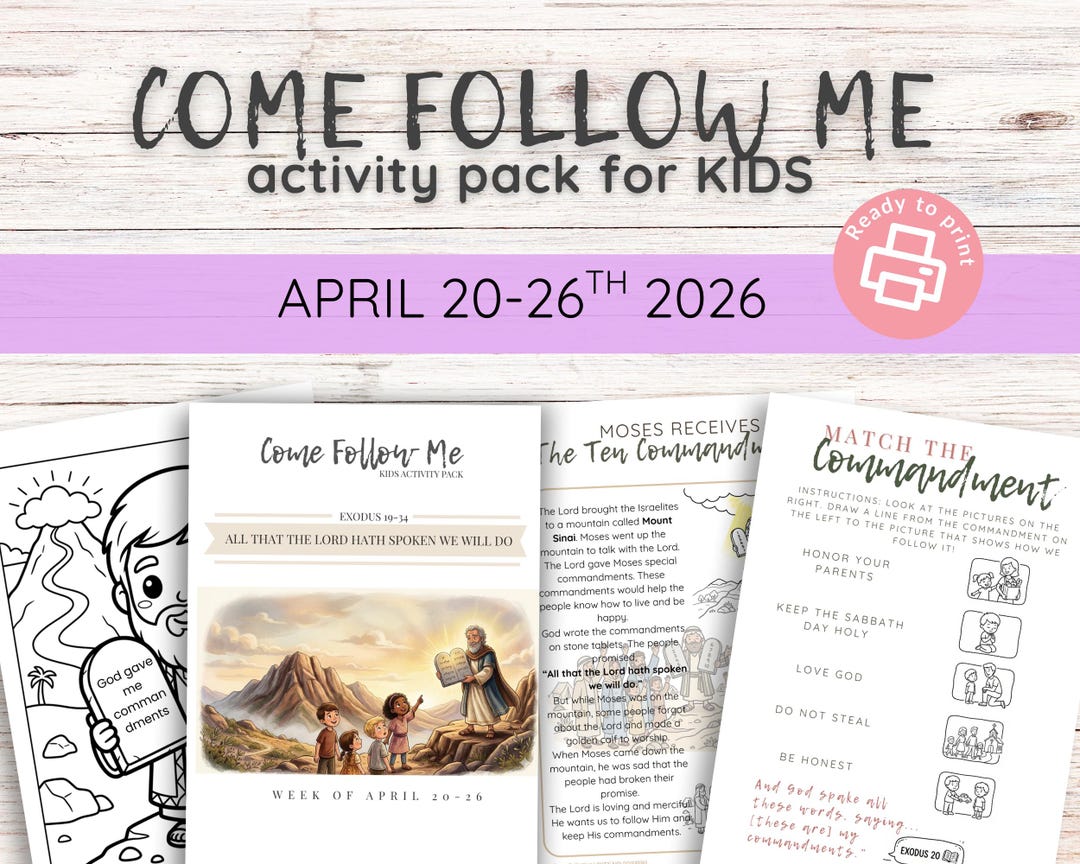Come Follow Me Kids Activity Packet – Exodus 20-34, Ten Commandments ...
