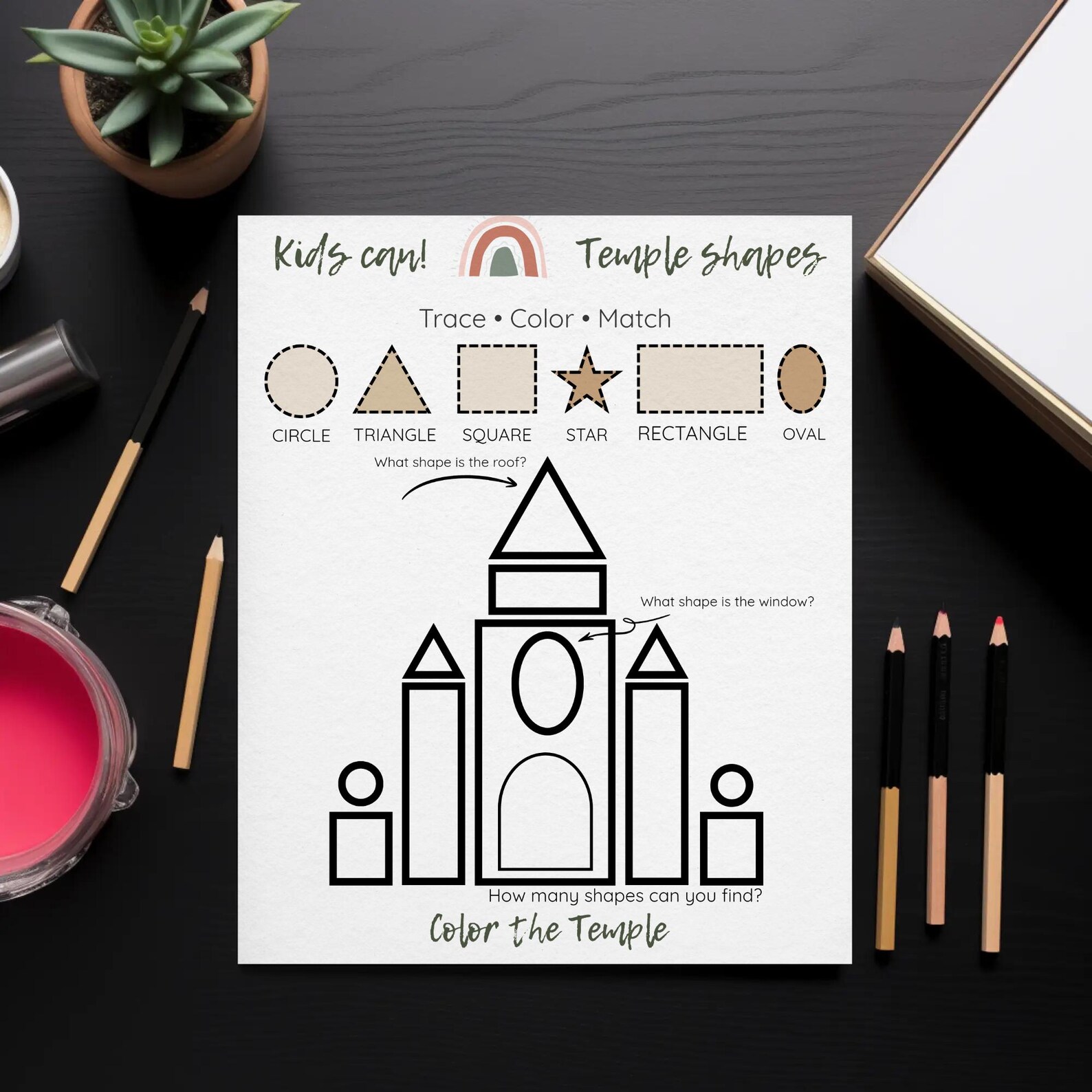 LDS Temple Shapes Worksheet | Kids' Activity (PDF Pattern) - Etsy