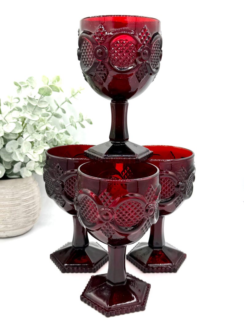 Vintage Avon 1876 Cape Cod Ruby Red Collection - Etsy