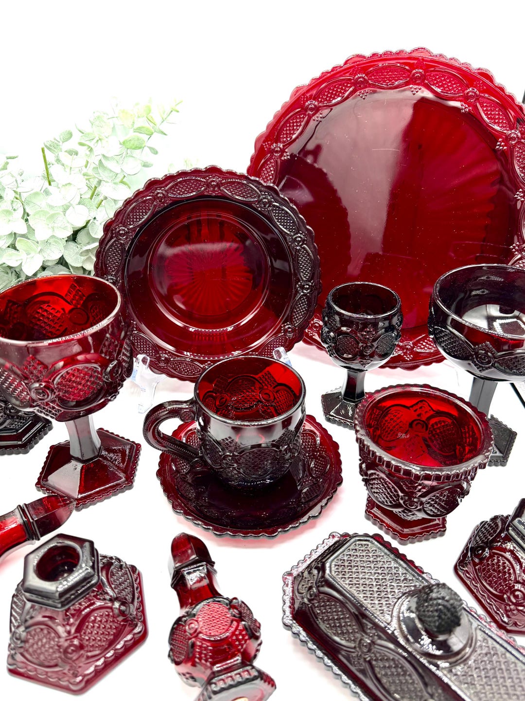 Vintage Avon 1876 Cape Cod Ruby Red Collection - Etsy