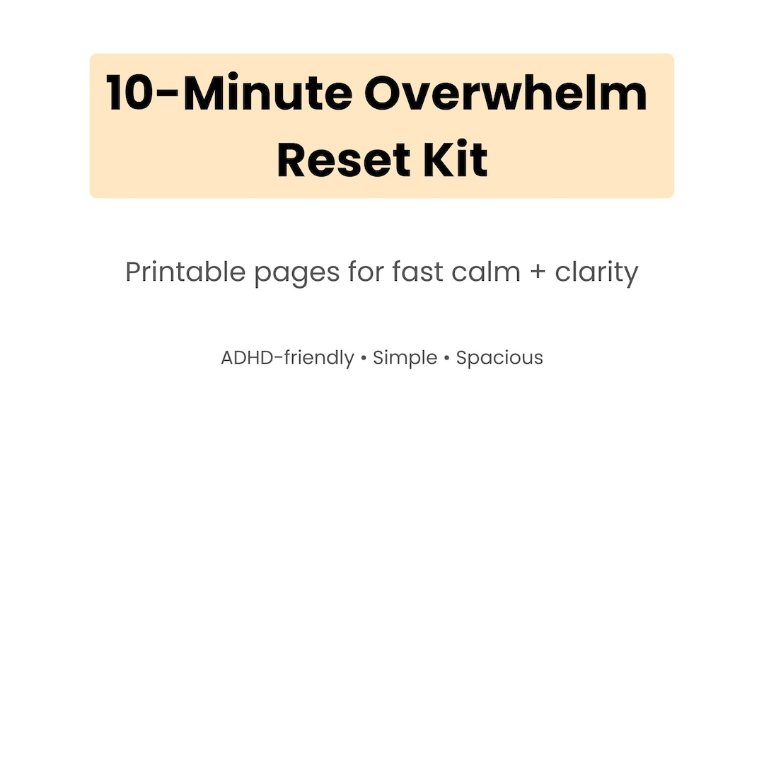 Ink Saver Overwhelm Reset Kit Printable | Minimal Calm Down Worksheet ...