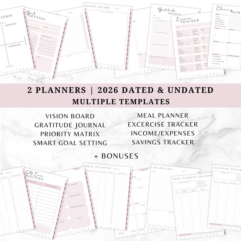 2026 Dated & Undated Digital Planner | All-in-one Bundle | Stickers ...