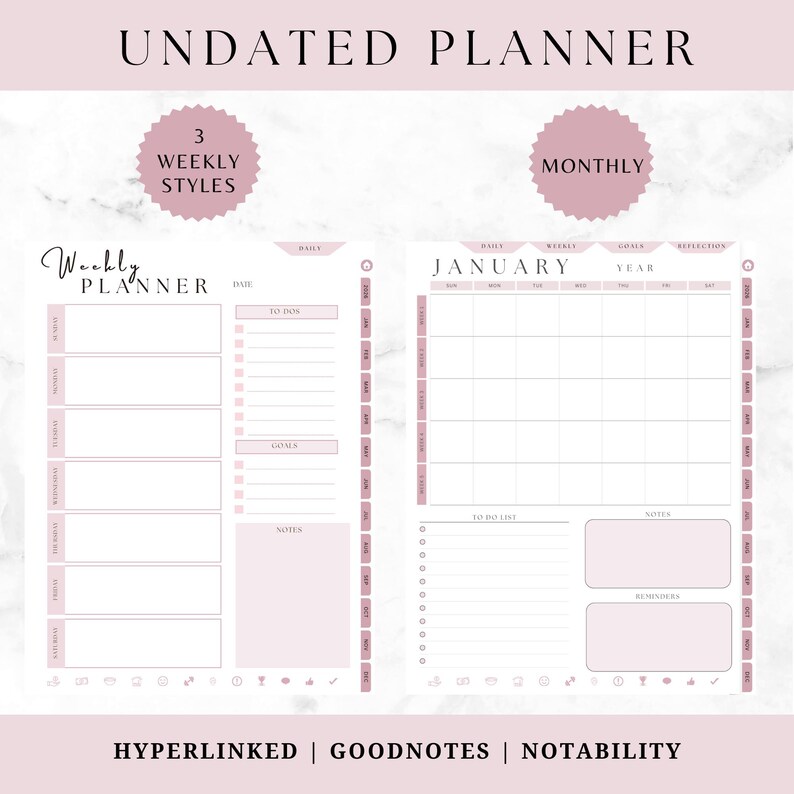 2026 Dated & Undated Digital Planner | All-in-one Bundle | Stickers ...