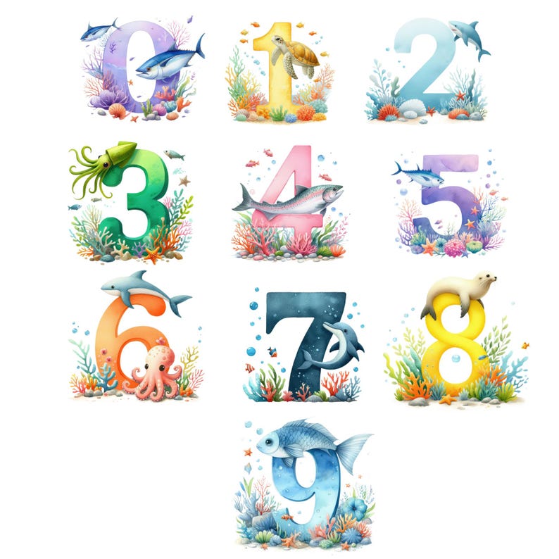 Ocean Animals Alphabet PNG | A-Z Letters & 0-9 (digital Download - Etsy ...