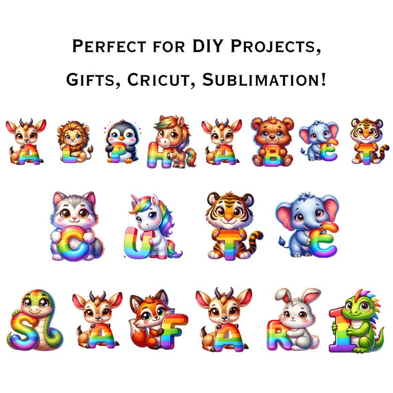 Animal Alphabet PNG A–Z | Illustrated Learning Letters for Kids ...