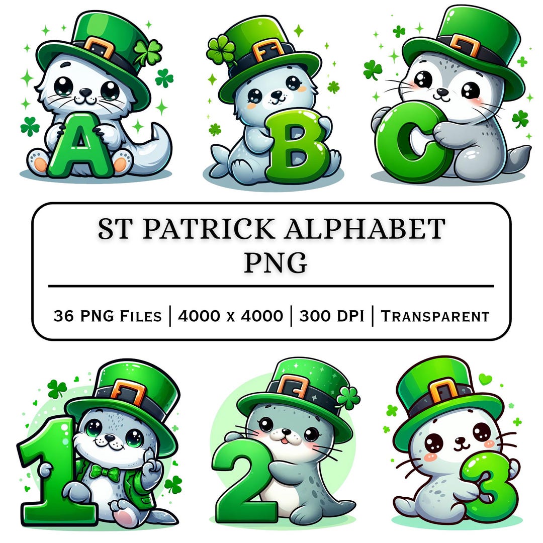 St Patrick's Day Alphabet Clipart – Green Clover Letters (digital ...