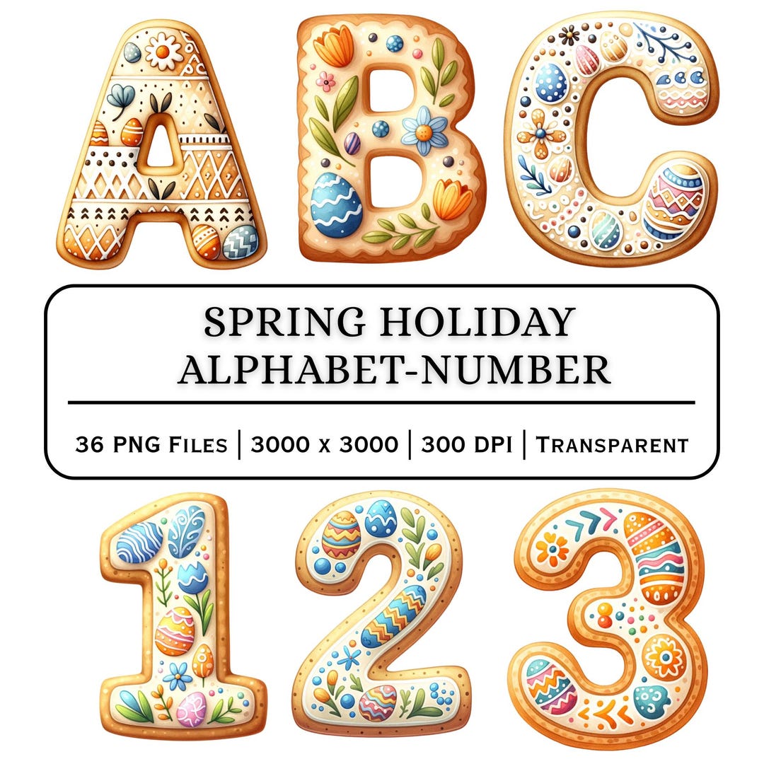 Easter Egg Alphabet Numbers – Spring Holiday PNG Set (digital Download ...