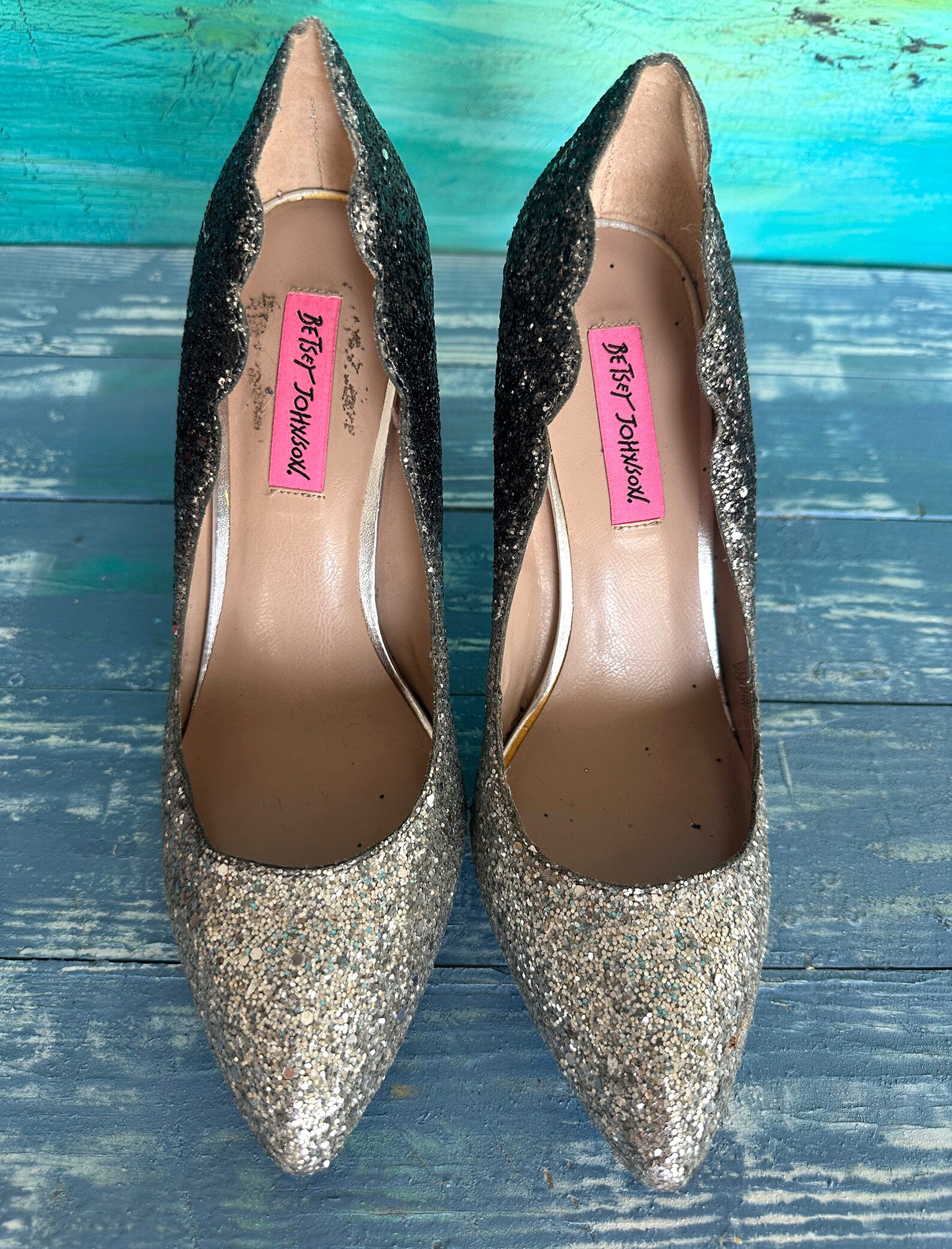 Black Silver Betsey Johnson Sparkle Dress Shoes Pumps Size 9 - Etsy