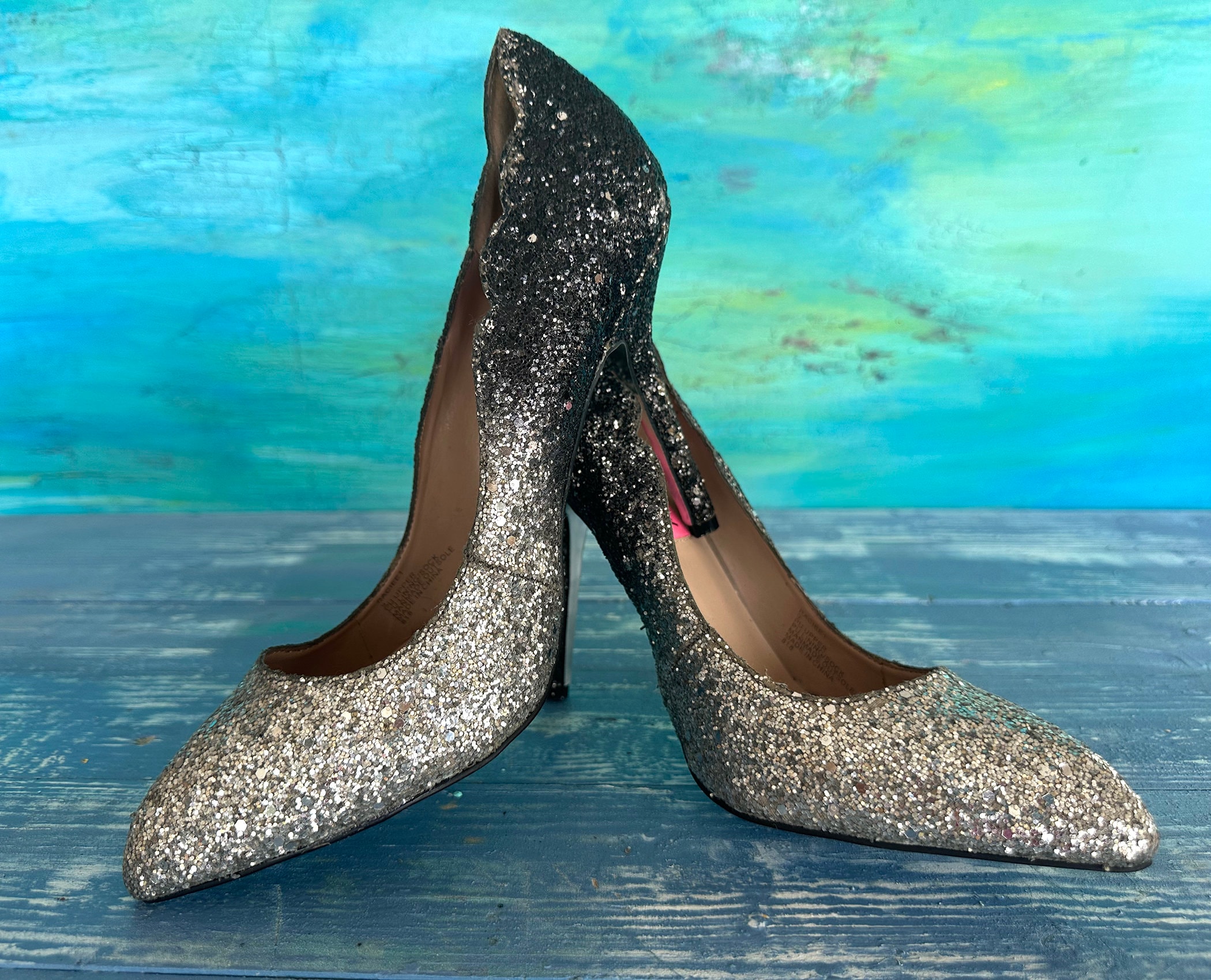 Black Silver Betsey Johnson Sparkle Dress Shoes Pumps Size 9 - Etsy