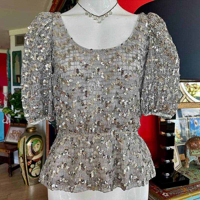 Silver Sequin Tops for Women - Etsy
