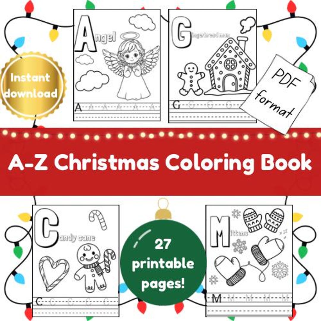 Christmas Alphabet Coloring Book | A–Z Letter Tracing Worksheets | Kids ...