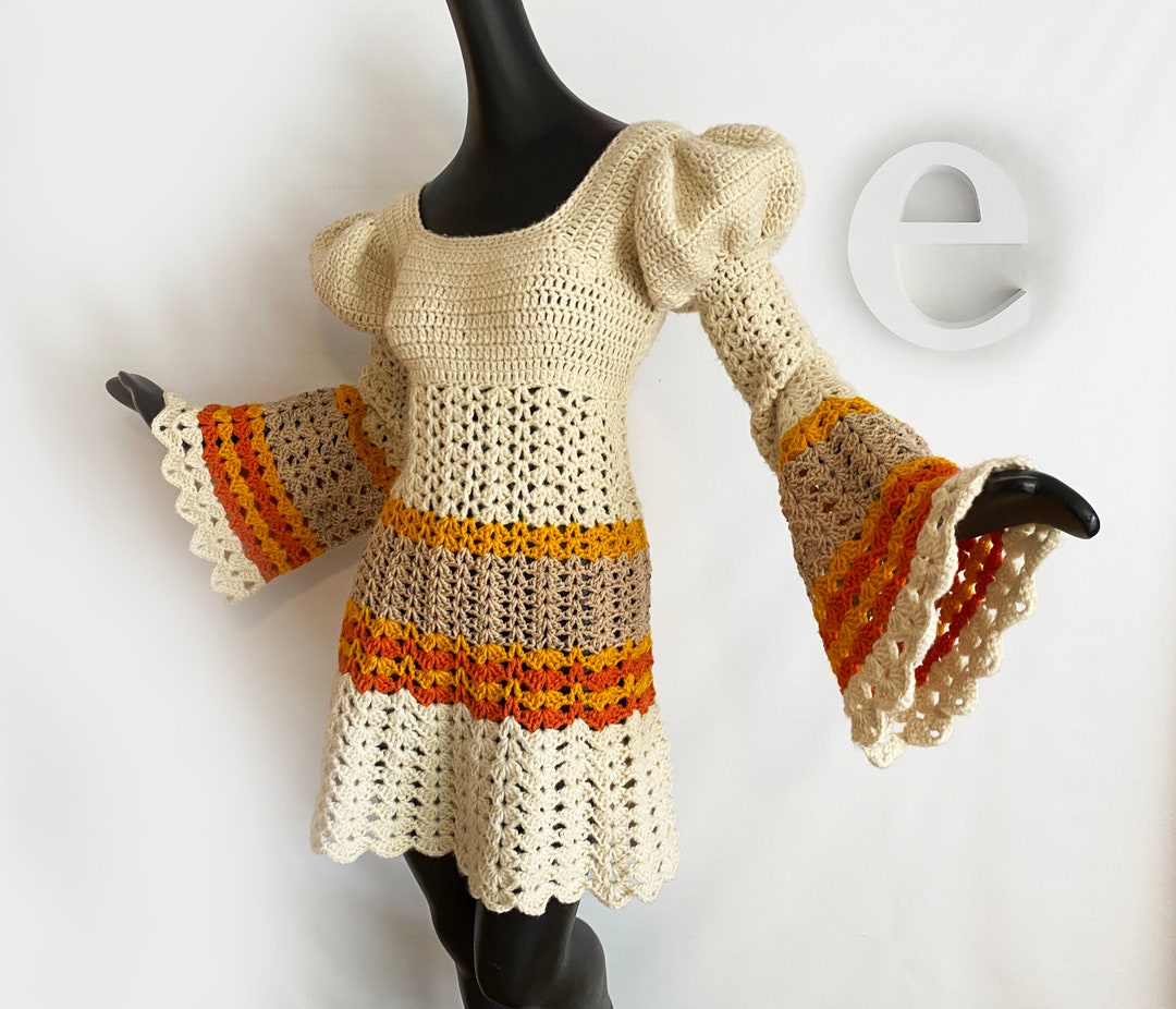 MOD Crocheted Boho Hippie Dress! | Vintage 1970s Boho Festival | Huge ...