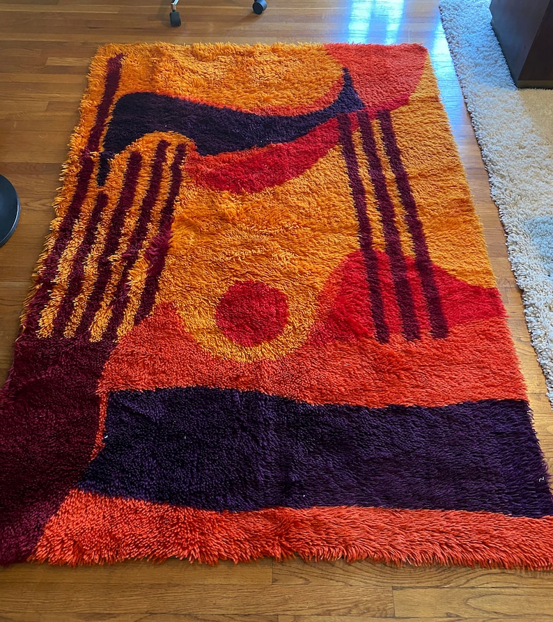 Large Vintage 70 Shag Rug Living Room 78 X 53 - Etsy