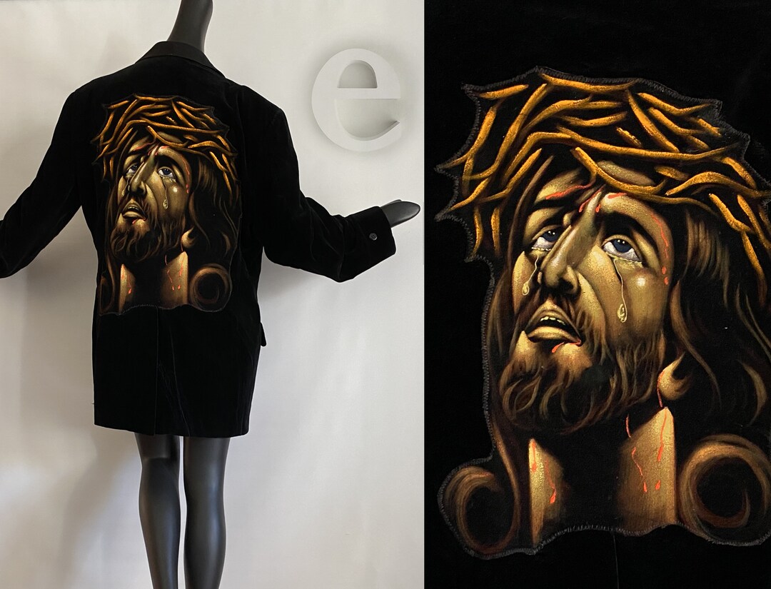 Men's VTG 70s Black Velvet "jesus Christ" Tuxedo Jacket | Unisex OOAK ...