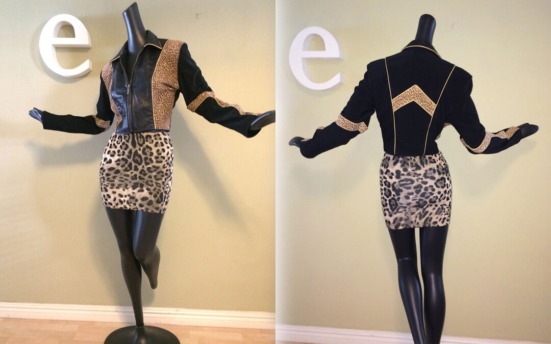RAD 80s New Wave Jacket Black Leather & Leopard Suede With Sexy Stretch ...