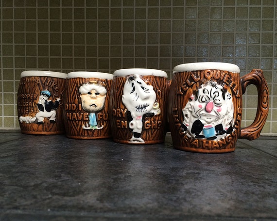 4 Vintage HANGOVER Coffee Cups Funny Humorous 1950s 1960s | Etsy