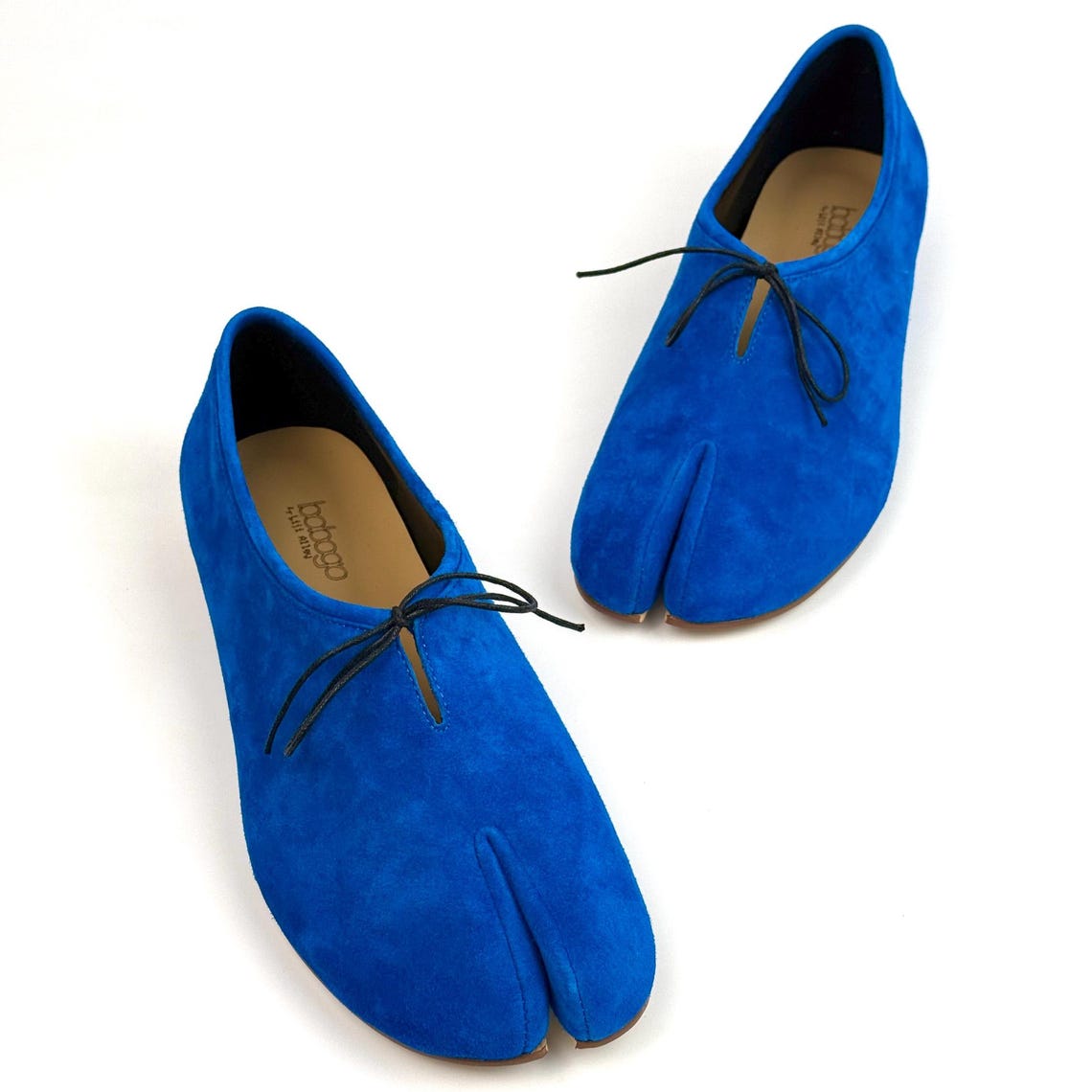 Handmade Cobalt Blue Suede Split-toe Flats – Tabi Lace-up Shoes - Etsy